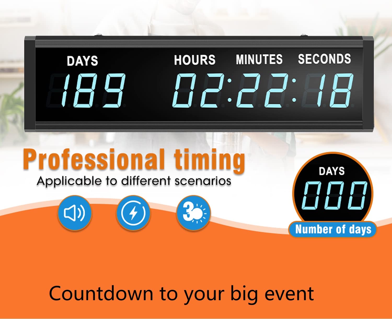 Mua Blue 1.8" 9Digits Large LED Countdown Count Up Days Clock with ...