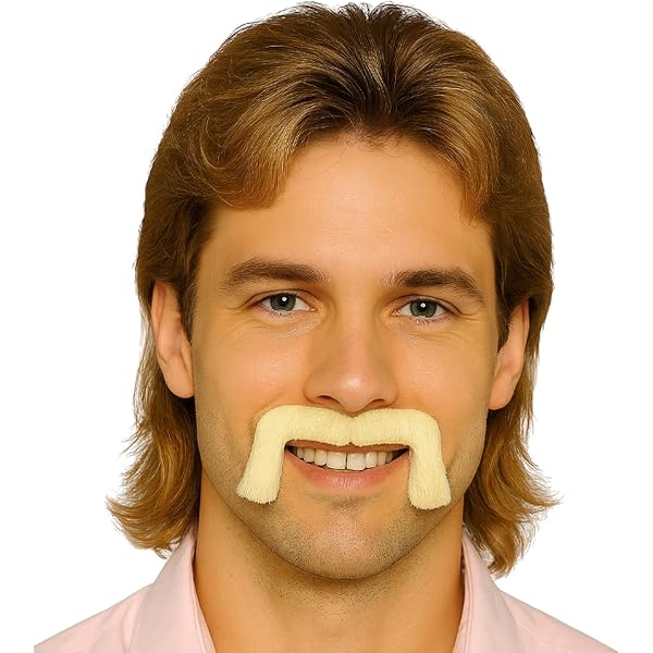 Party Prop Fake Mustache Blonde Detailed Handlebar Mustache Twisted ...