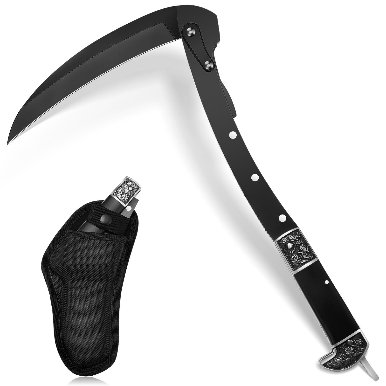 WILLBOND Black Sharp Folding Sickle Garden Tool Portable Safety Grass ...
