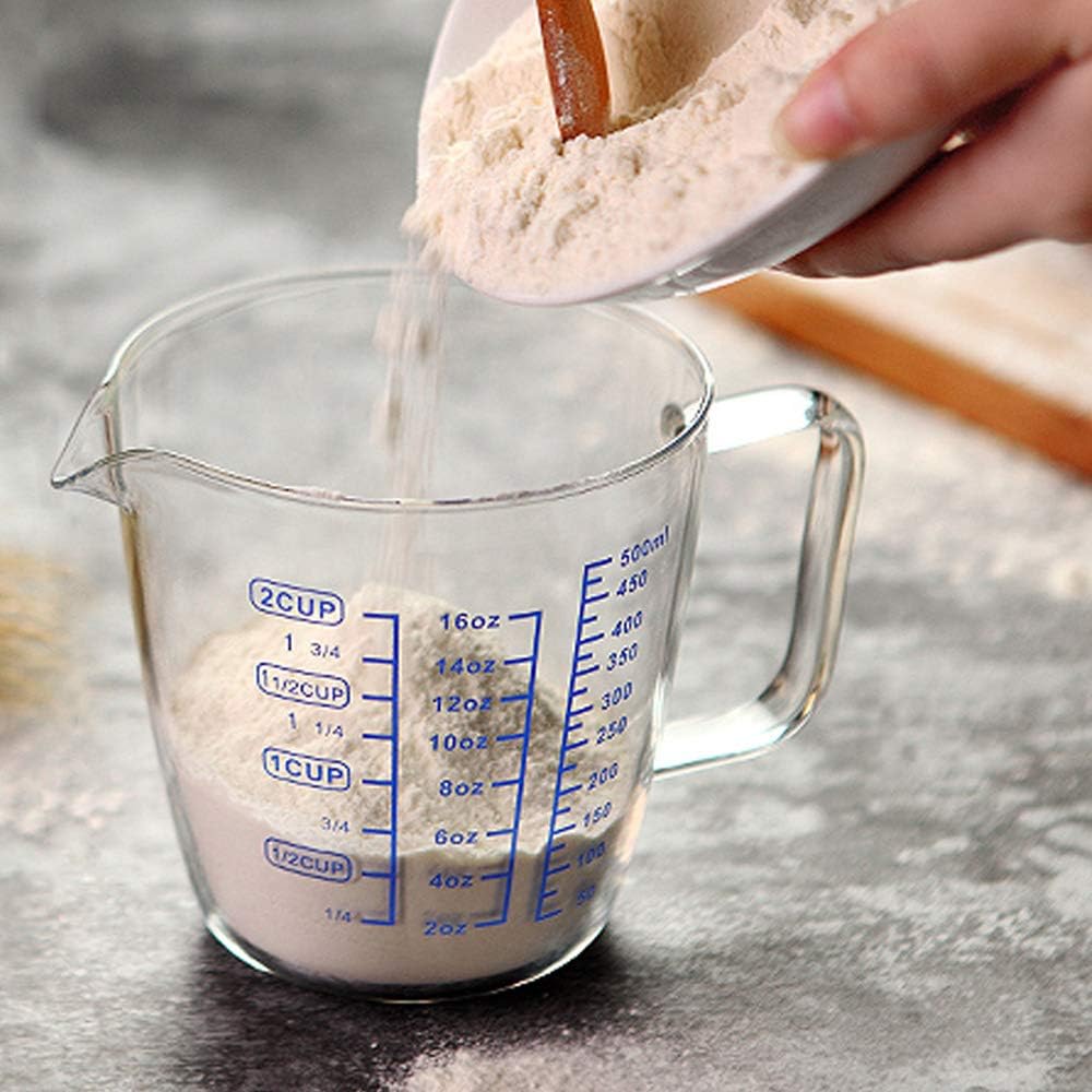 TAMUME 500ml Glass Measuring Jug Microwave Measuring Cup with Lid ...