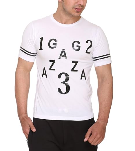 Buy Gaza Men's Cotton T-Shirt (Article-No-114--XL, White, X-Large) at ...