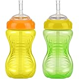 Amazon.com : Nuby 2-Pack No-Spill Cup with Flex Straw, 10 Ounce, Colors May Vary : Sippy Cups : Baby