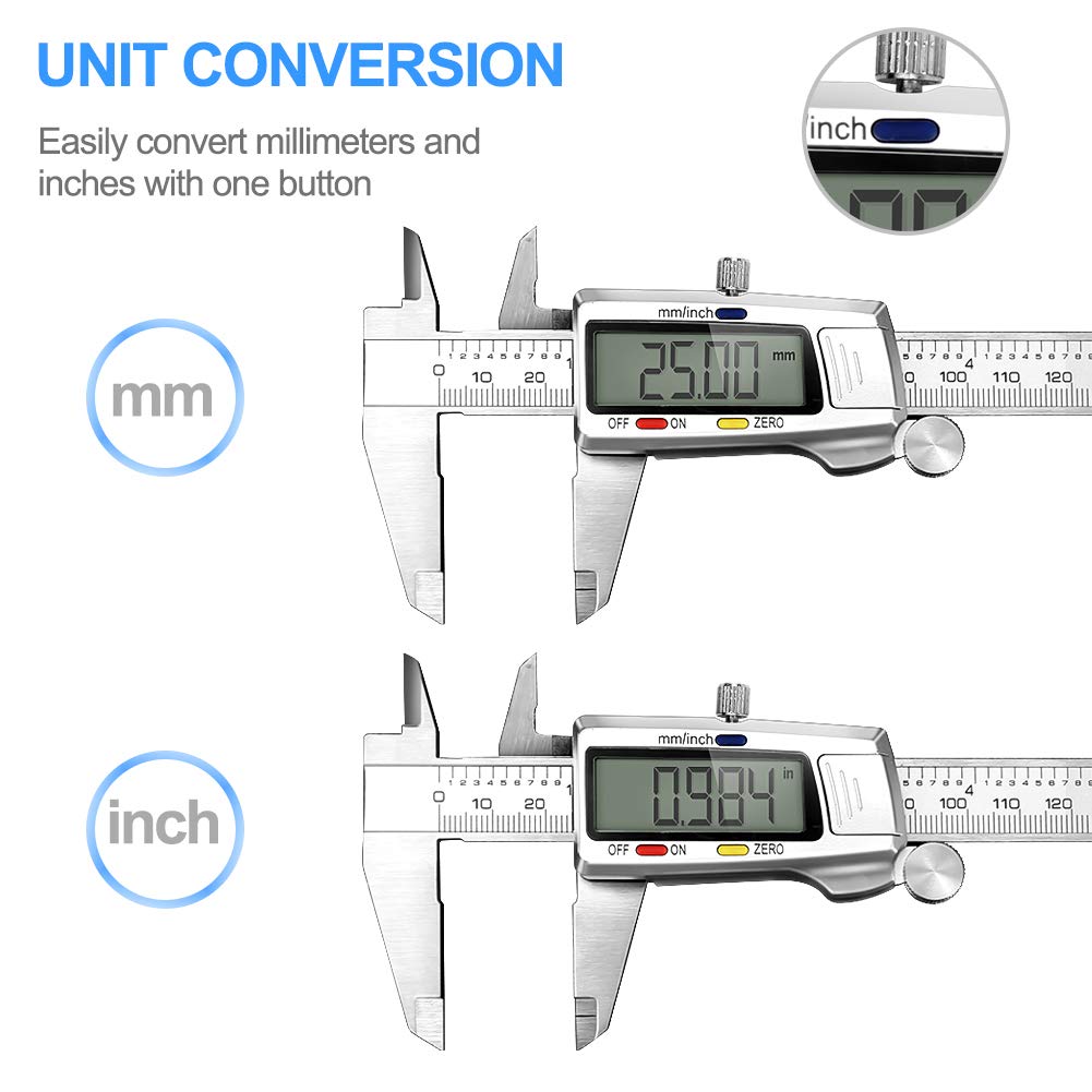 Digital Vernier Caliper, Welltop 150mm / 6 inches Electronic Digital ...