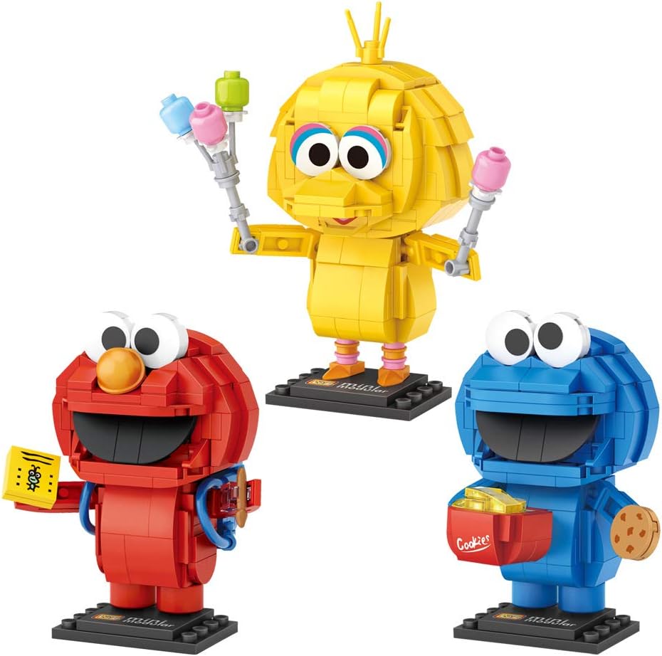 LOZ Sesame Street Characters Elmo & Big Bird & Cookie Monster Figures ...