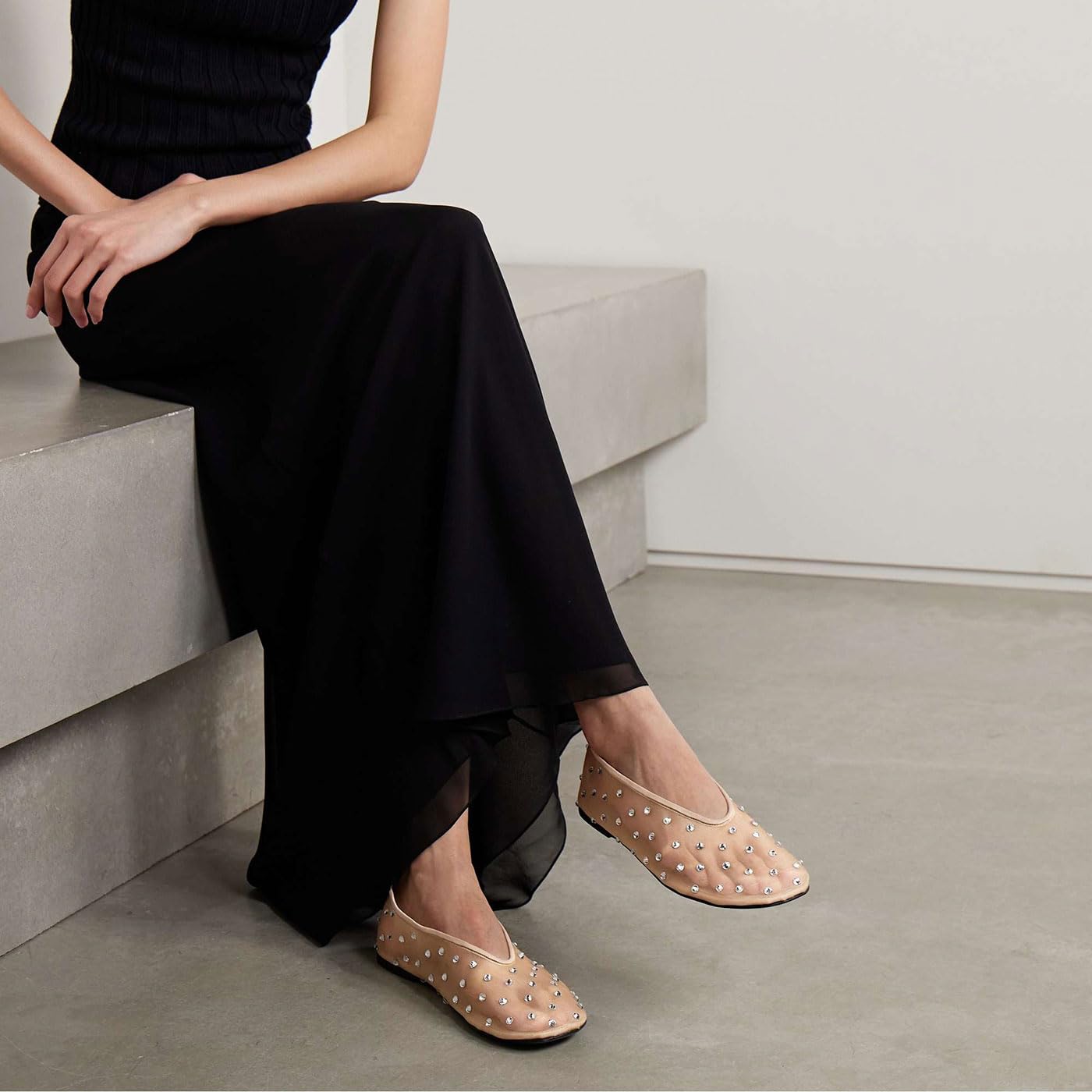 Mua MICIFA Crystal Mesh Ballet Flats for Women Rhinestone Flat Shoes ...