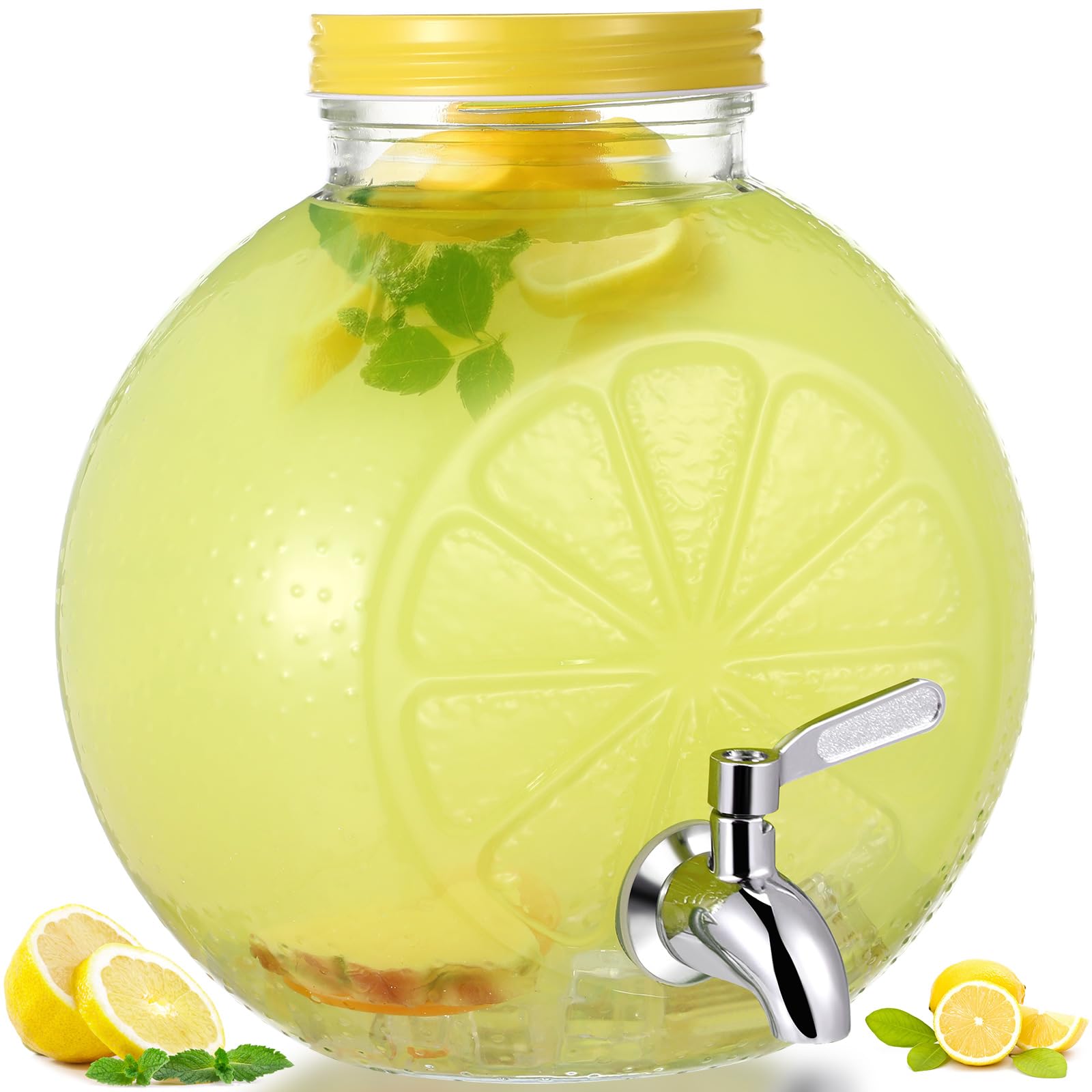FillTouch 1 Gallon Lemon Glass Drink Dispenser Lemonade Pitcher Kitchen ...