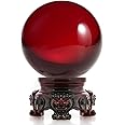Amazon.com: Amlong Crystal 3 inch (80mm) Red Crystal Ball with Redwood ...
