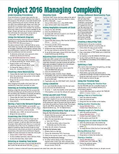 Microsoft Project 2016 Quick Reference Guide Managing Complexity ...