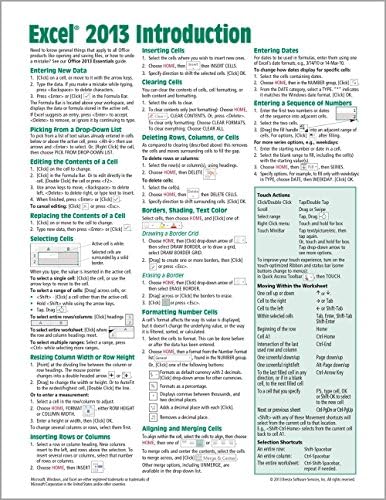 Microsoft Excel 2013 Introduction Quick Reference Guide (Cheat Sheet of ...