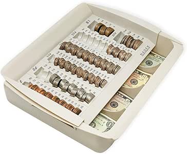 Cash and Coin Handling Tray - Money Sorting Tray with 6 Compartments ...