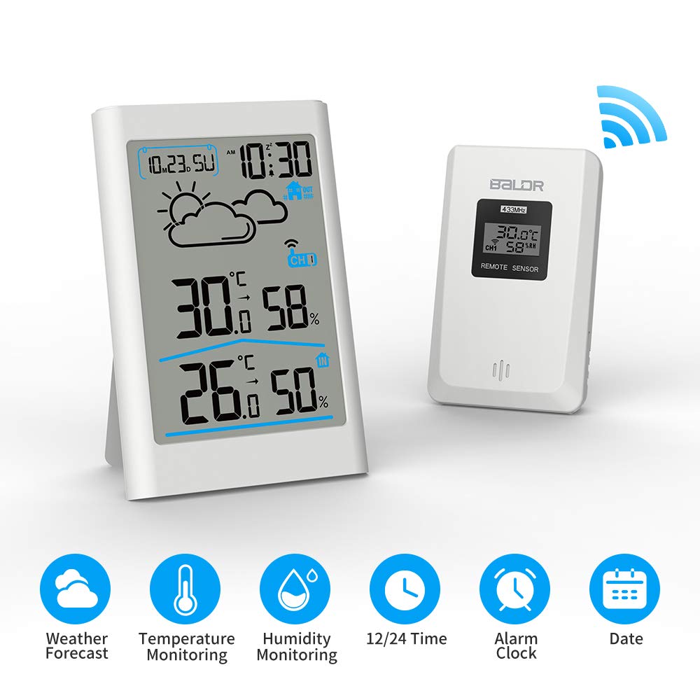 Wireless Weather Station, Digital Weather Station Radio with outdoor ...