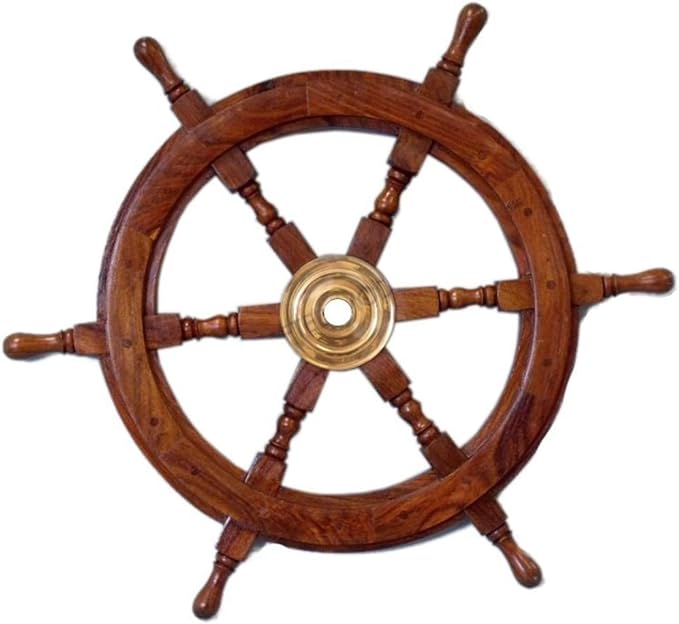 Brass Nautical Ship Wheel Classic Design Boat's Wheel 30 Inches: Amazon ...