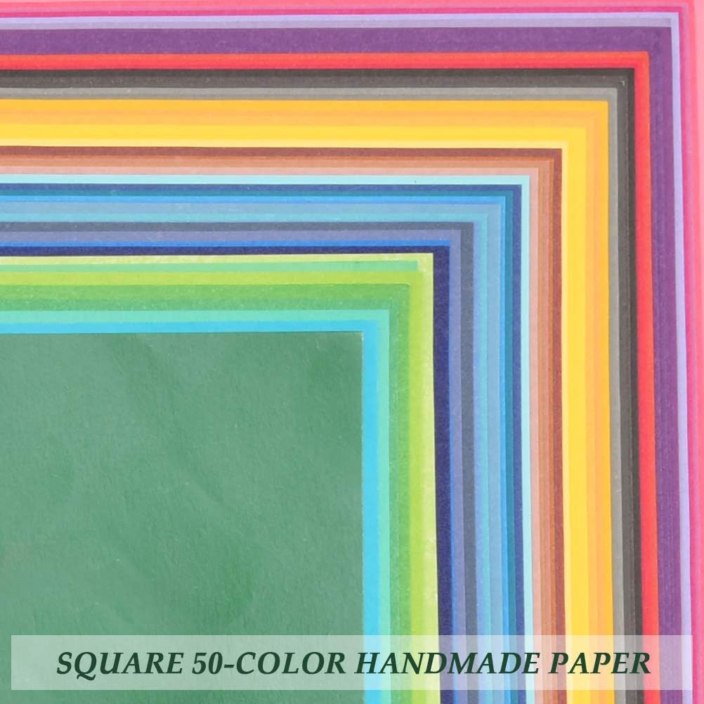 200 Sheets 50 Vivid Colors Single Sided Origami Paper for Arts and ...