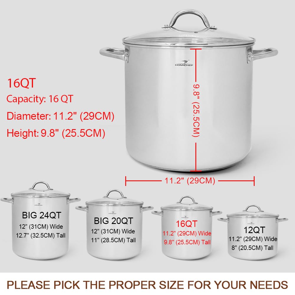 Mua HOMICHEF 16 Quart LARGE Stock Pot with Glass Lid - NICKEL FREE ...