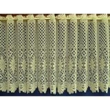 Thick heavy ivory champagne cream net curtain plain floral cream net ...