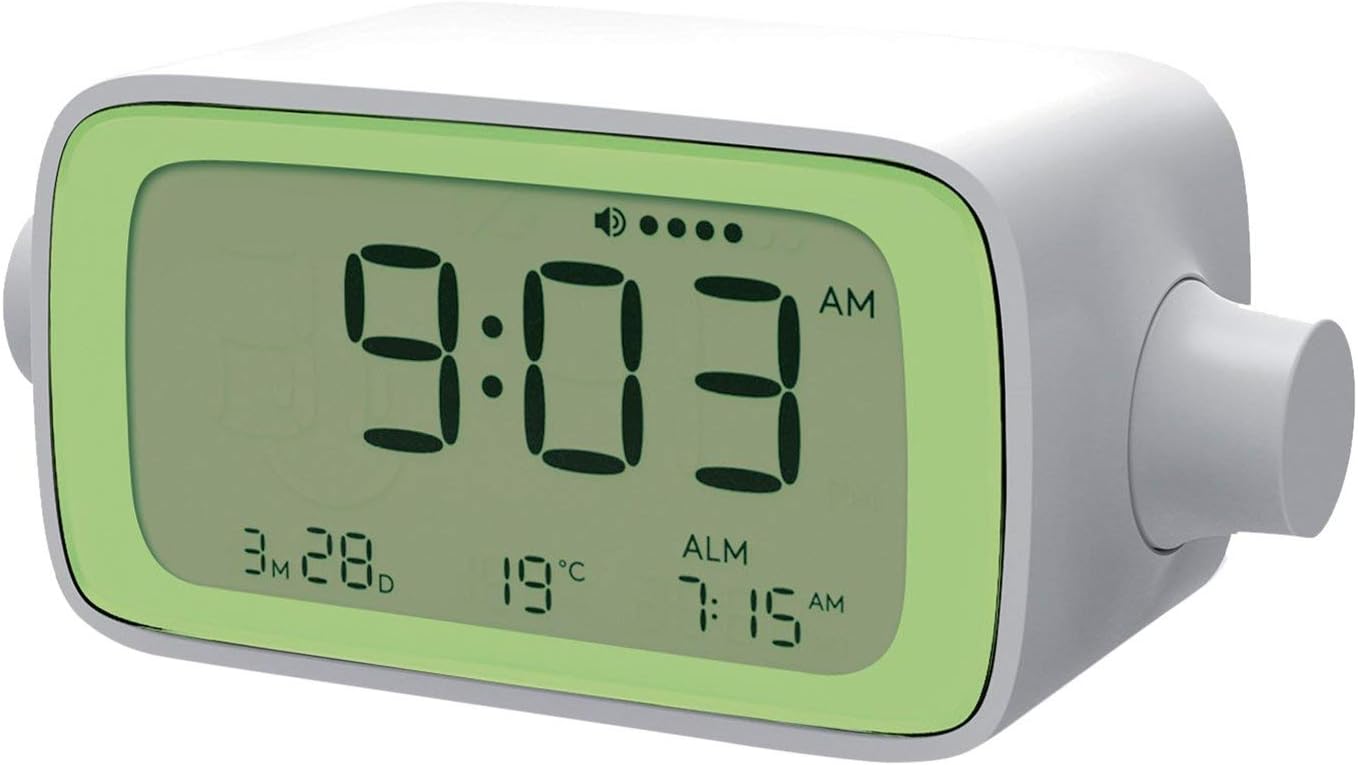 Lexon DREAMTIME LCD alarm clock-white/green, 13 x 5.5 x 5.67 cm: Amazon ...