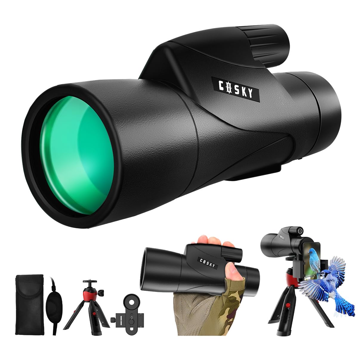 Gosky Monoculars Telescope, 15x55 HD Monocular for Adult with BAK4 ...
