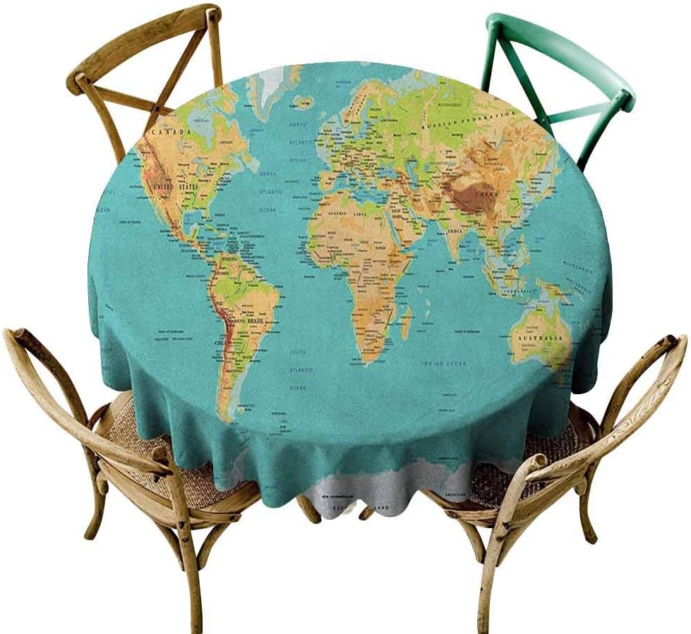 Fabric Tablecloth Map,Map of The World Geography Continents and ...