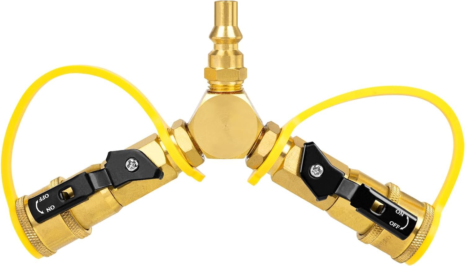 GASPRO 1/4" RV Propane Quick Connect Y Splitter with Shutoff Valve for ...