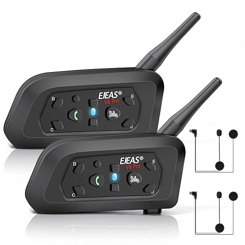 EJEAS Motorcycle Helmet Bluetooth Headset V6 Pro, 2-Way 1200M Motorbike ...
