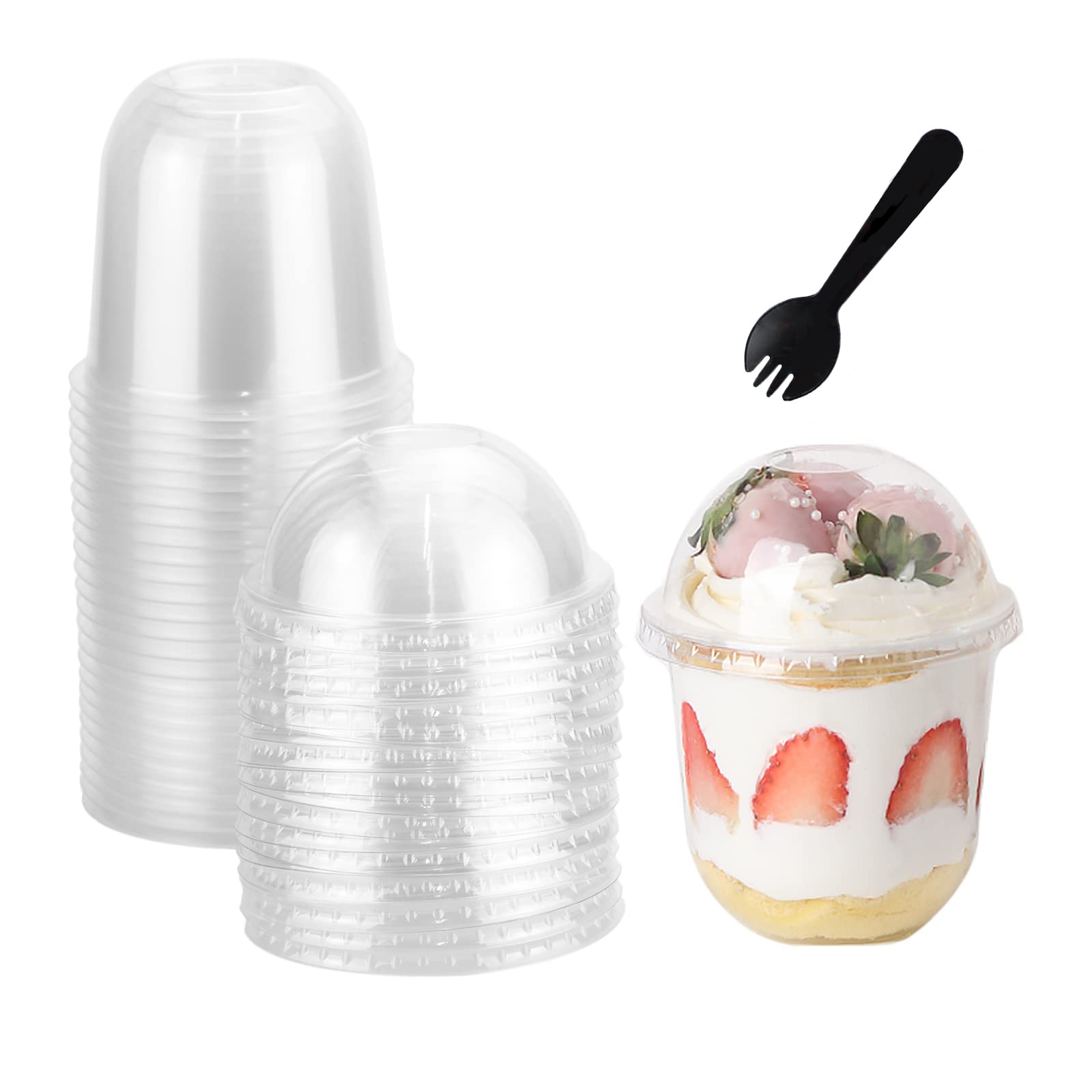 MR.FOAM 12oz Disposable Clear Plastic Cups with Lids ,25 Pack Dessert ...