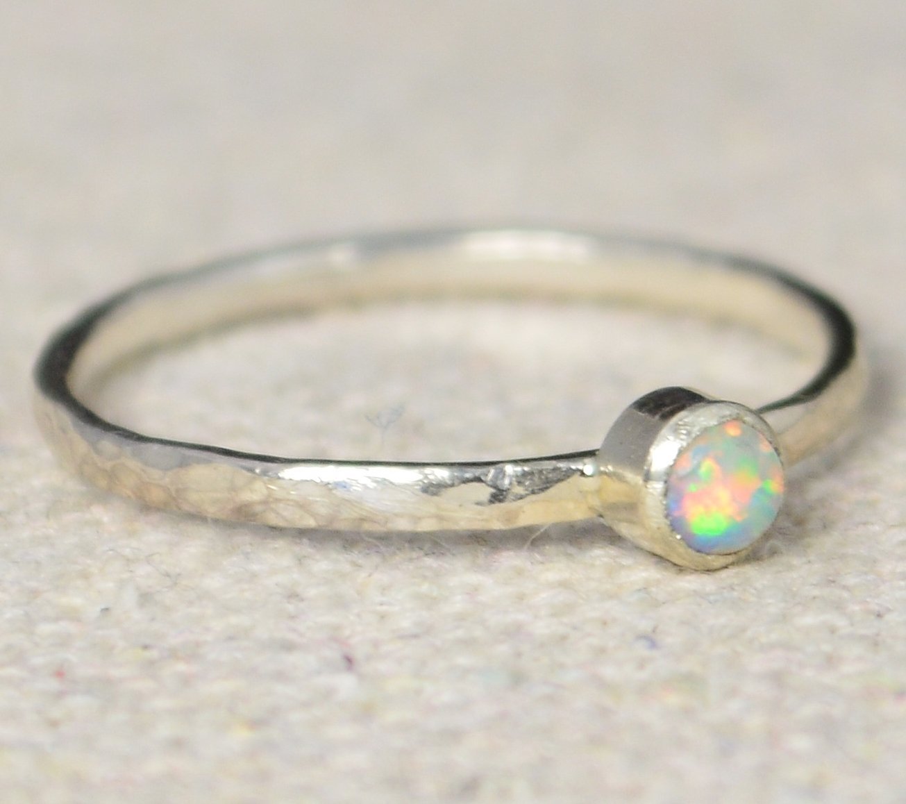 Amazon.com: Classic Sterling Silver Opal Ring: Handmade