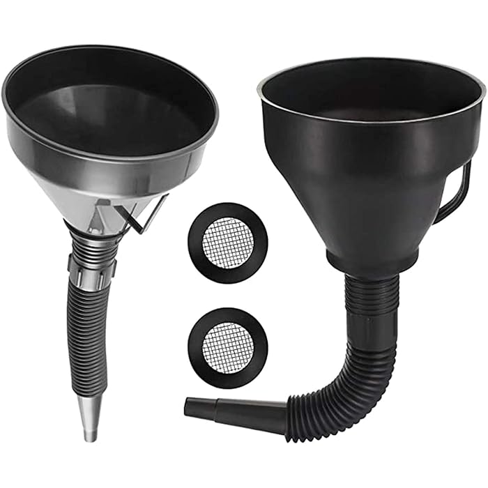 Buy Plastic Large Funnels Wide Mouth with Strainer, 2 Pcs Oil Funnel ...