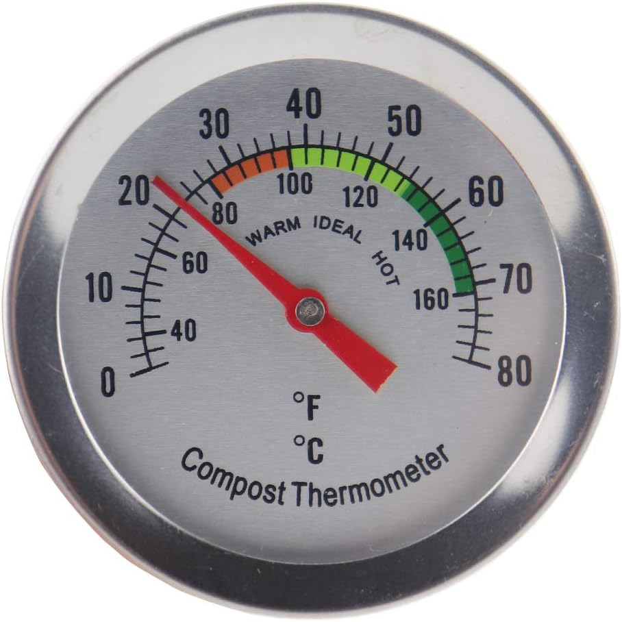 Compost Thermometer - Stainless Steel Dial Thermometer for Home and ...