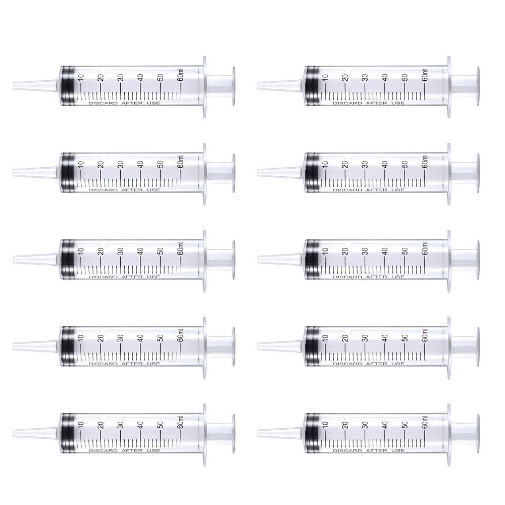 10 Pieces 60ml Syringe, Disposable Plastic Syringe for Experiments ...