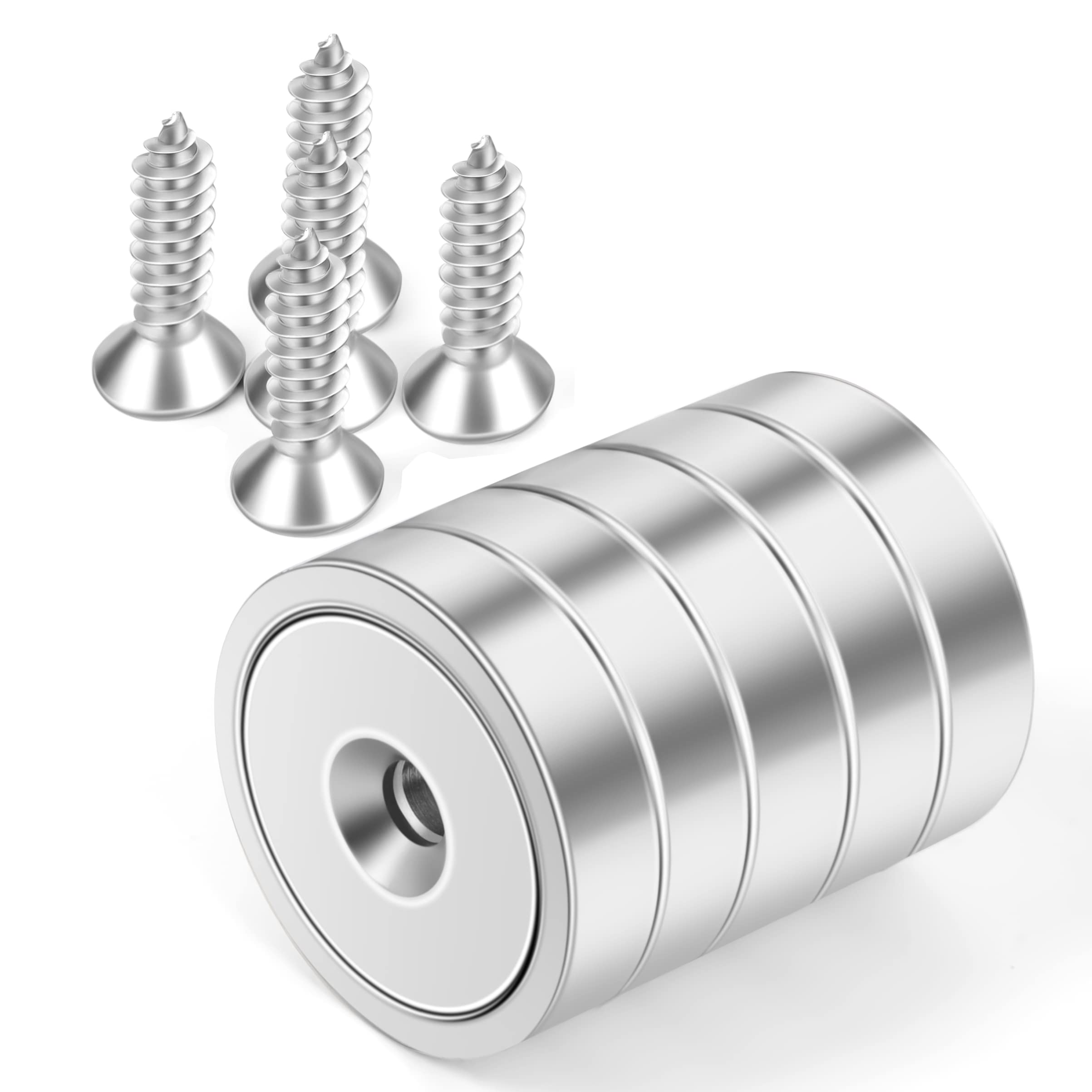 Neosmuk Magnets with Screws, 130lbs Strong Neodymium Disc Magnet with ...
