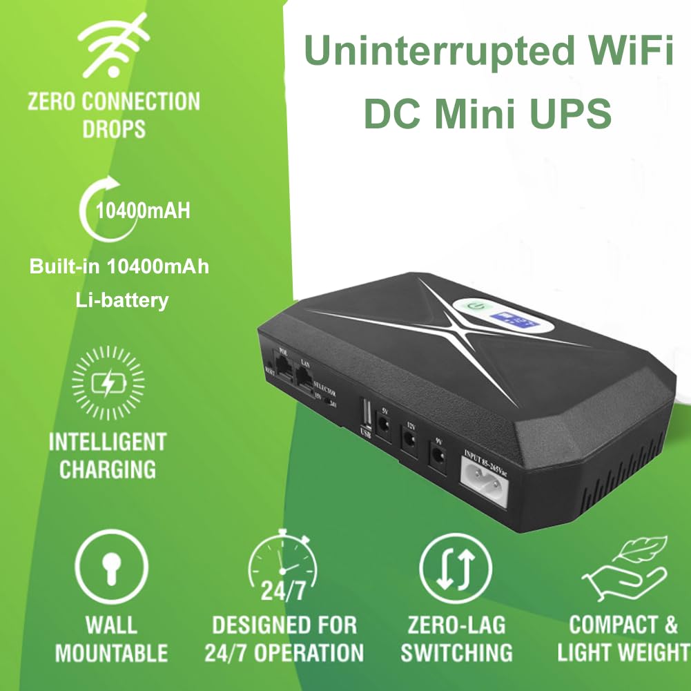 Mini UPS For WiFi Router,Supports DC 5V/9V/12V