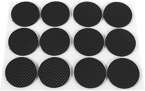 12Pcs Non-Slip Rubber Feet Pads Circular Black Self-Adhesive Furniture ...
