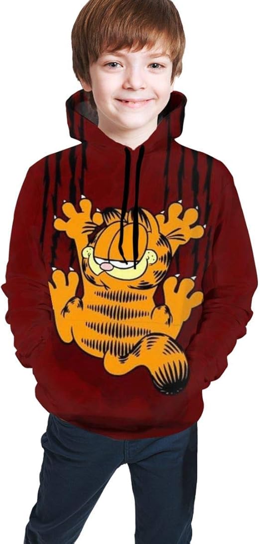 Garfield Dessin animé Chat Ados Sweat à Capuche imprimé Pull Sweats à ...