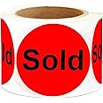 Amazon.com : Round Sold Stickers 2" Fluorescent Red Sold Labels-Sold ...