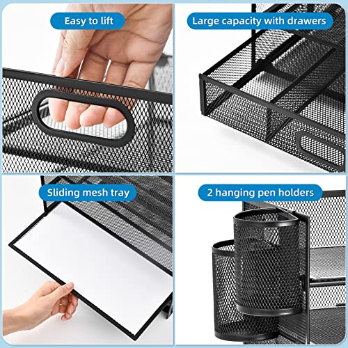 Marbrasse Upgraded Desktop File Organizer, 5 Tier Mesh Desk Organizer ...