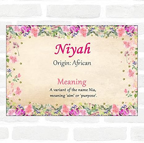 Niyah Name Meaning Floral Certificate: Amazon.co.uk: Office Products