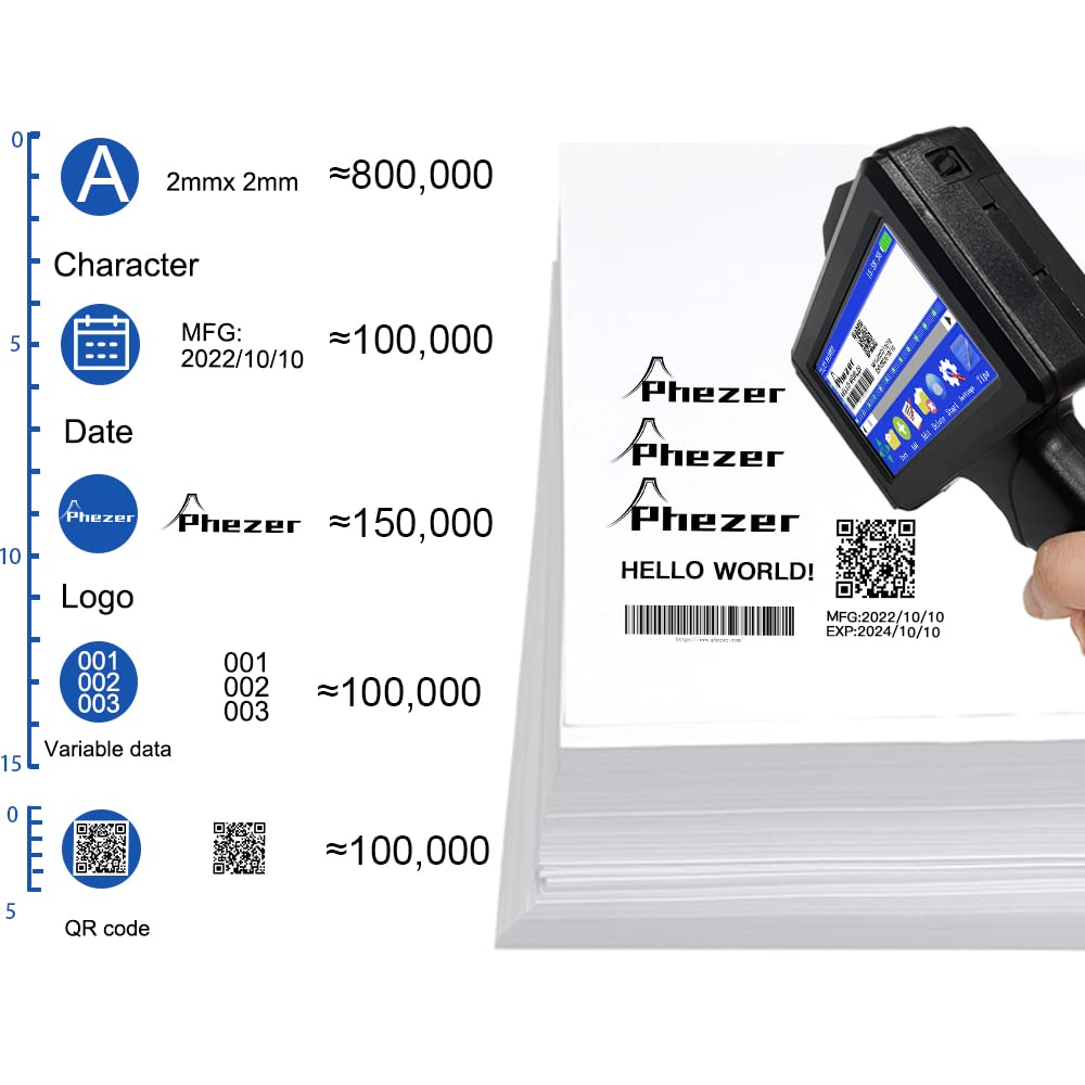 Mua Phezer Handheld Inkjet Printer for Any Surface, Lightweight and Portable 360° All-Round ...