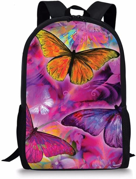 Amazon.com | Cute Butterfly School Backpack for Girls Children Bookbags ...