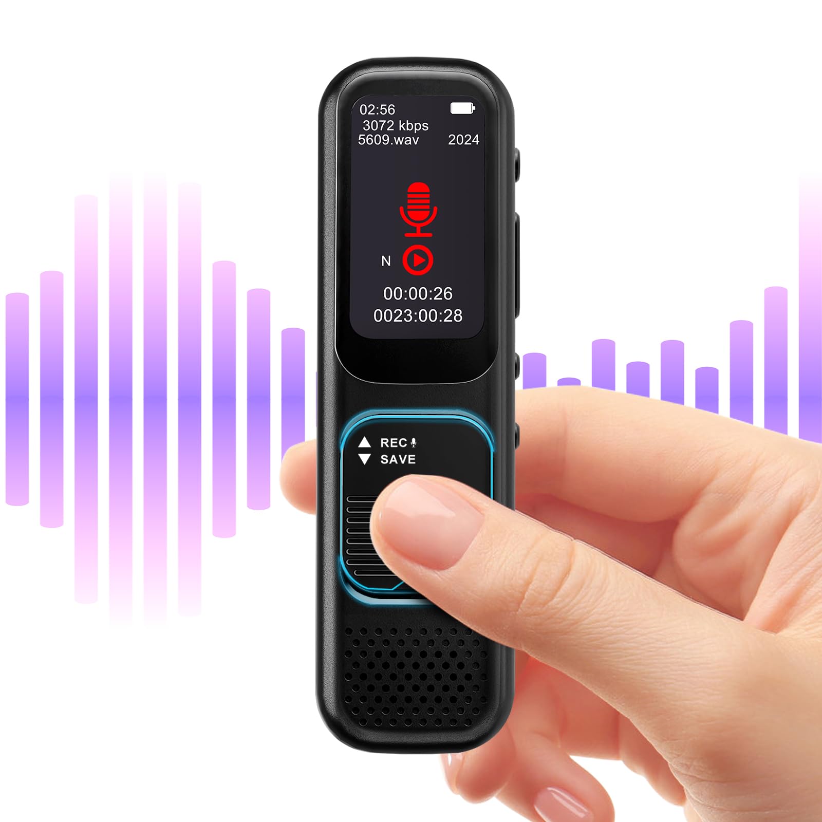 128GB (8000 Hours) Digital Voice Recorder with Playback, 3072Kpbs HD ...