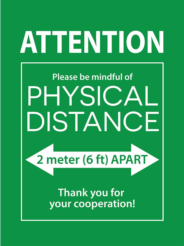 (12"x16") Pack of 4. Physical Distancing Sign Poster. Covid 19 ...