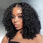 Amazon.com : RENUS 13x4 Deep Wave Bob Wigs Human Hair 180% Density ...