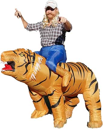 Amazon.com: Tiger King Man Riding Tiger Inflatable Costume for ...