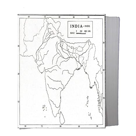 CRAFTWAFT BLANK RIVER MAP OF INDIA FOR MAP POINTING PACK OF 100: Amazon ...