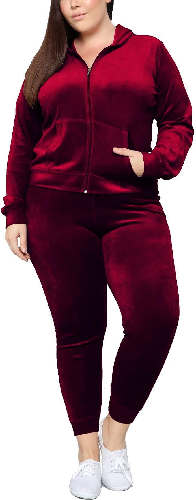 Plus Size Velour Jogging Suits Women 2 Piece Long Sleeve Zipper Hoodie Plus Size Velour Jogging Suits Women 2 Piece Long Sleeve Zipper Hoodie