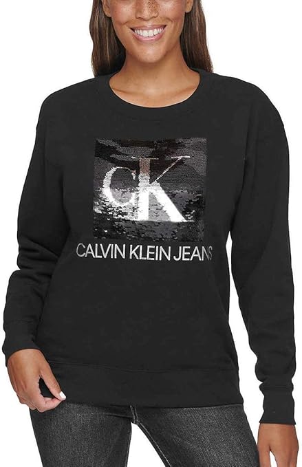 Calvin Klein Jeans Womens Sequin Crewneck Sweatshirt at Amazon Women’s ...
