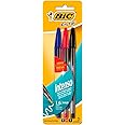 BIC, Caneta Esferográfica Escrita Grossa, Cristal Intenso, 1 Caneta Azul, 1 Caneta Vermelha e 1 ...
