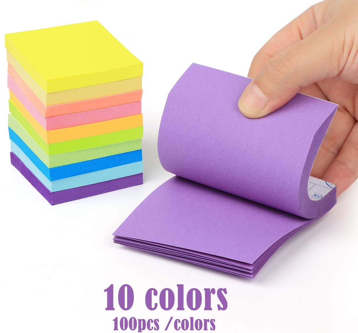 Pack of 10 76 x 76 mm Super Sticky Notes, self-adhesive Sticky Notes ...
