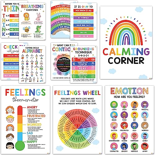 BEAWART 12 Calming Corner Classroom Posters - Feelings Wheel Chart ...