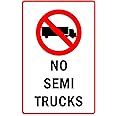 Amazon.com: New Metal Sign Aluminum Sign No Semi Trucks with Symbol ...