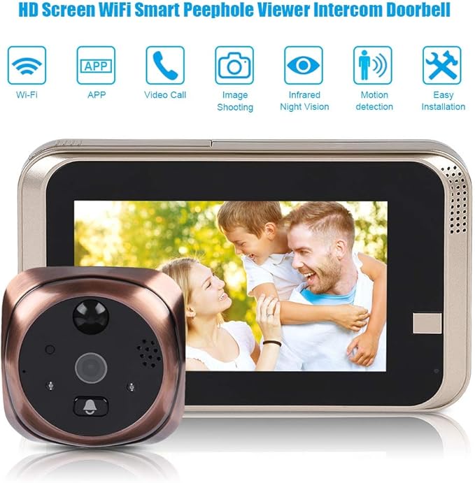 ASHATA Spioncino Digitale, Schermo 4.3 Pollici HD WiFi Spioncino Porta ...